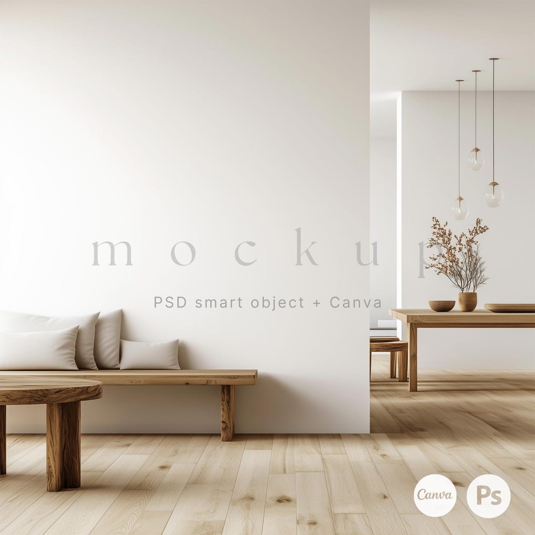 Wallpaper Mockup, Blank Wall Mockup, PSD Living Room Mockup, Interior ...