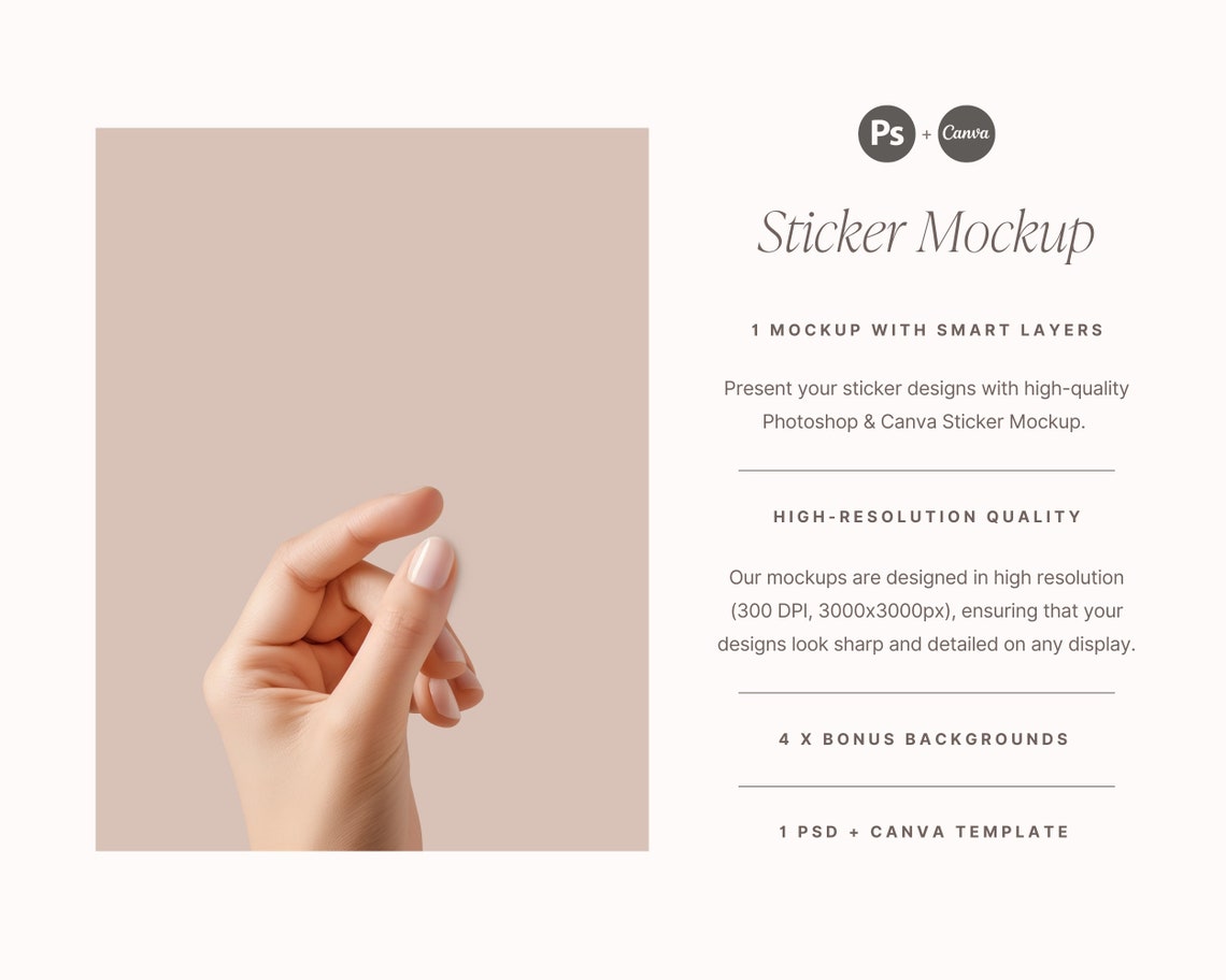 Hand Holding Sticker Mockup, Vinyl Sticker Canva Mockup, Decal Mockup ...