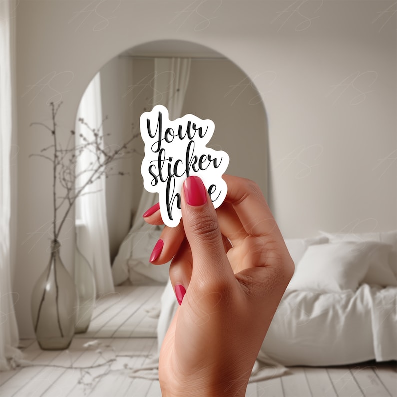 Hand Holding Sticker Mockup, Decal Mockup, Digital Sticker Mockup ...