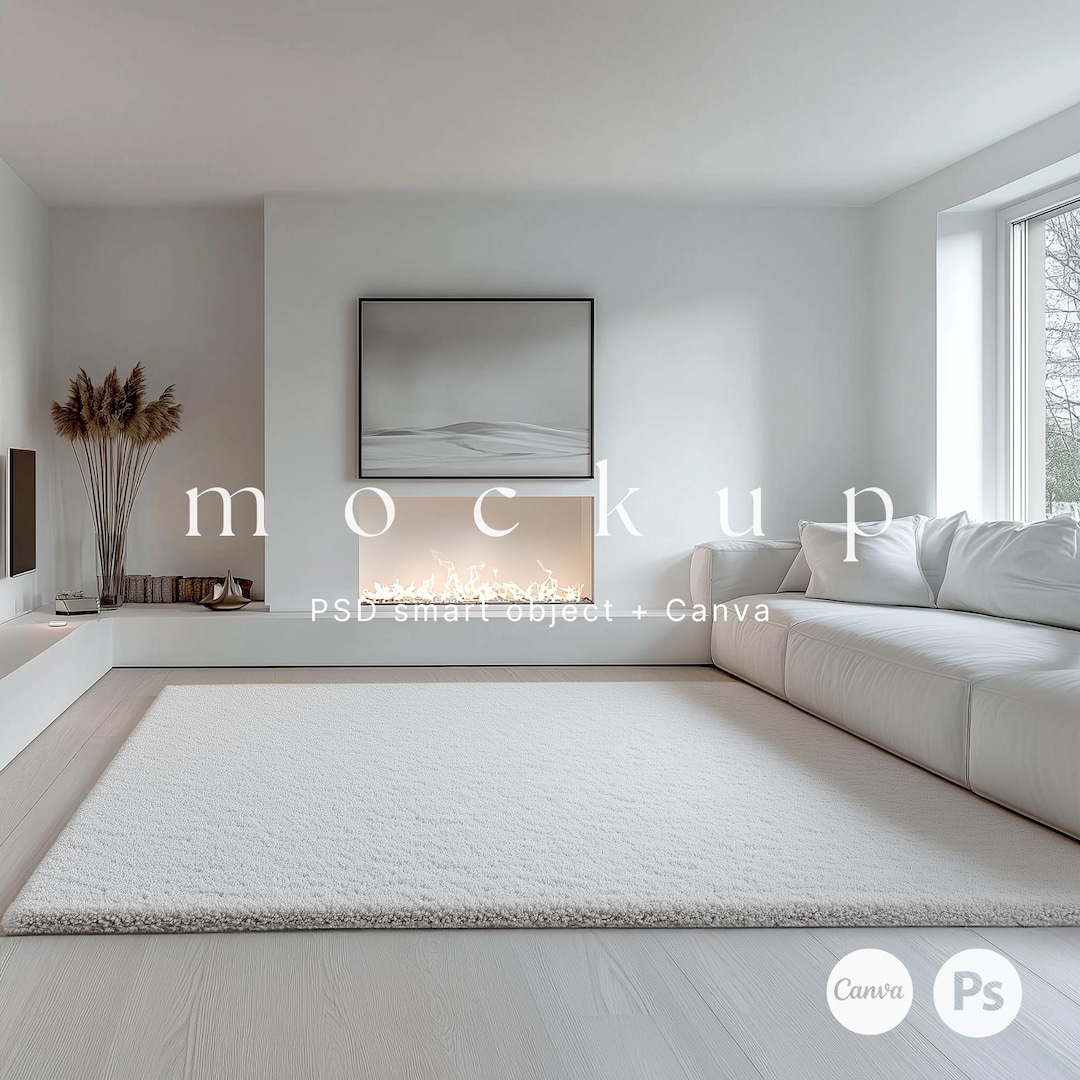 Living Room Carpet Mockup, Area Rug Mockup Canva, Interior Mockup ...