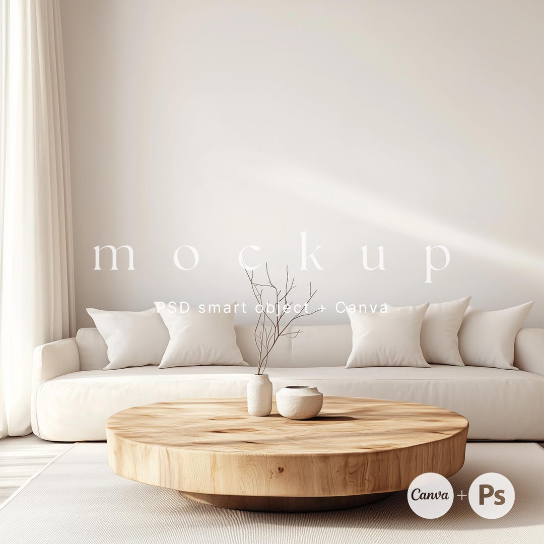 Living Room Mockup, Blank Wall Mockup, Wallpaper Mockup, Home Interior ...