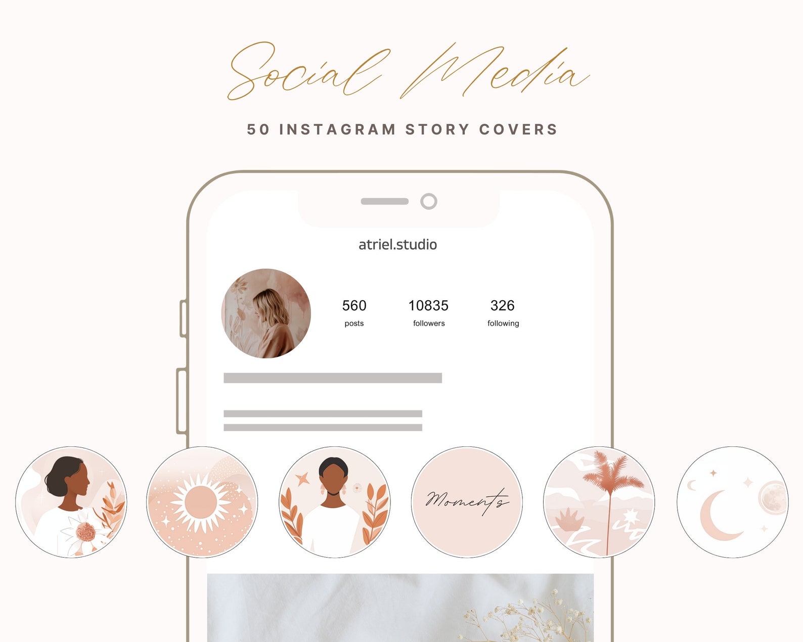 Feminine Instagram Highlight Covers, Minimalist Social Media Icons ...