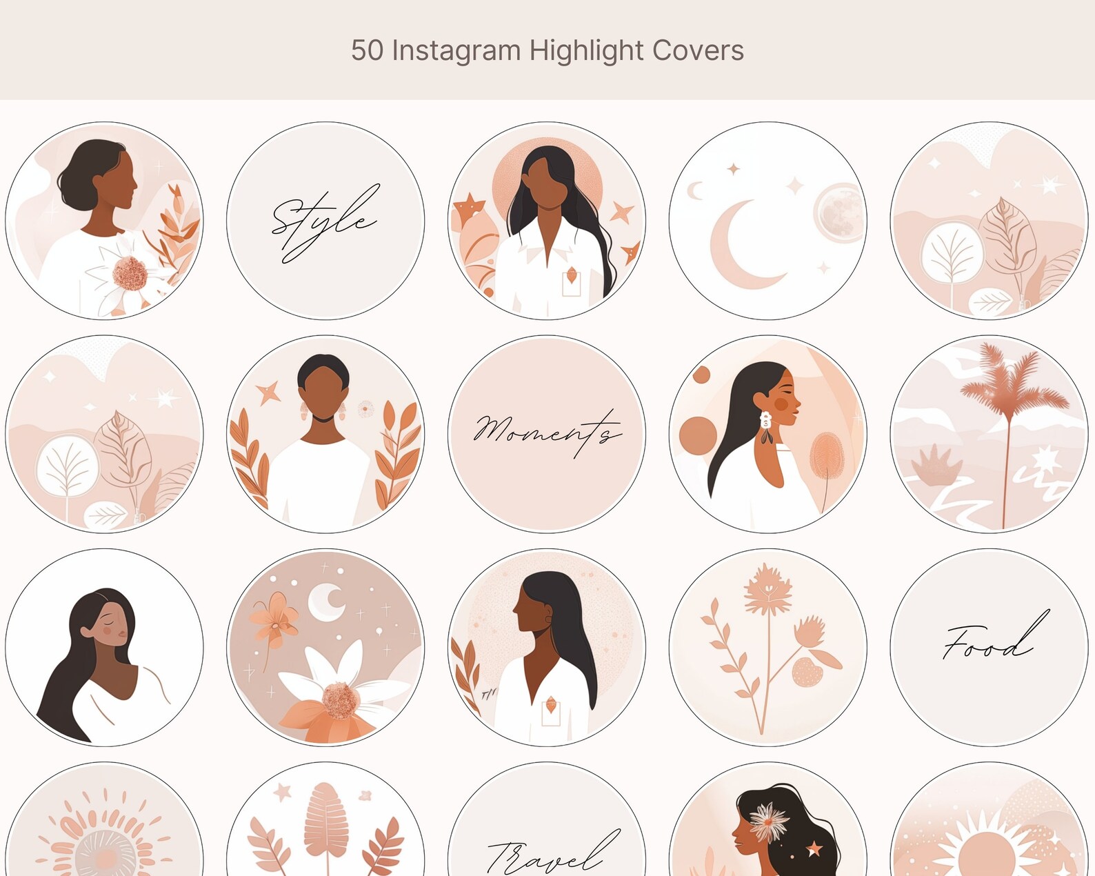 Feminine Instagram Highlight Covers, Minimalist Social Media Icons ...