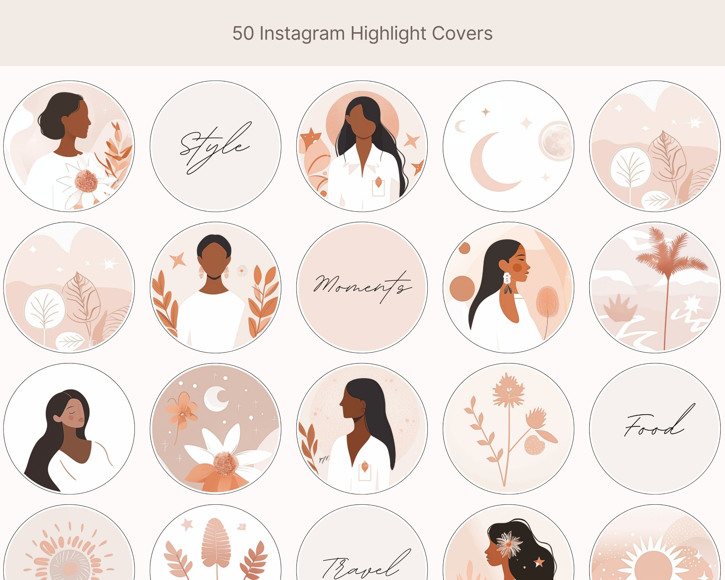 Feminine Instagram Highlight Covers, Minimalist Social Media Icons ...