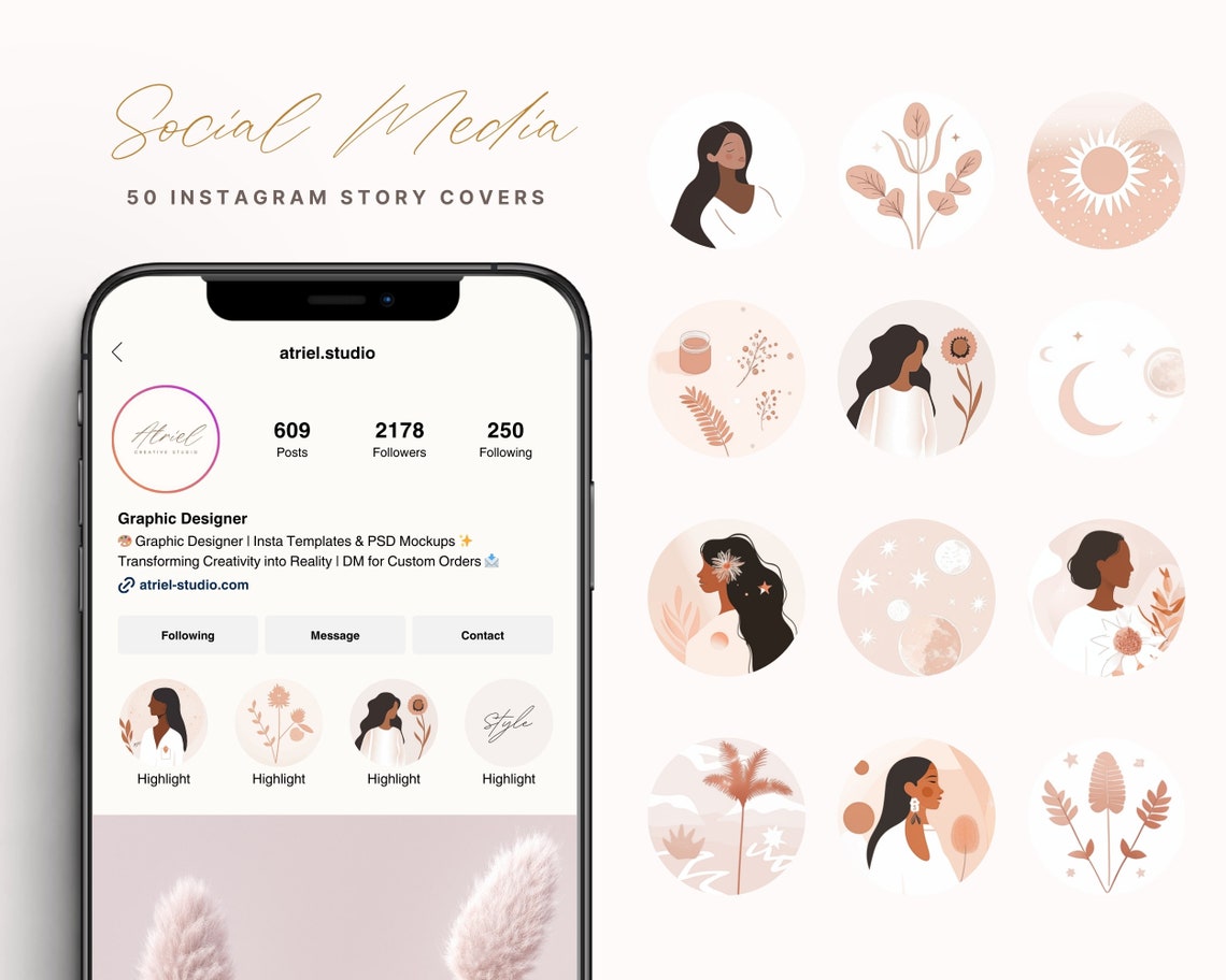 Feminine Instagram Highlight Covers, Minimalist Social Media Icons ...