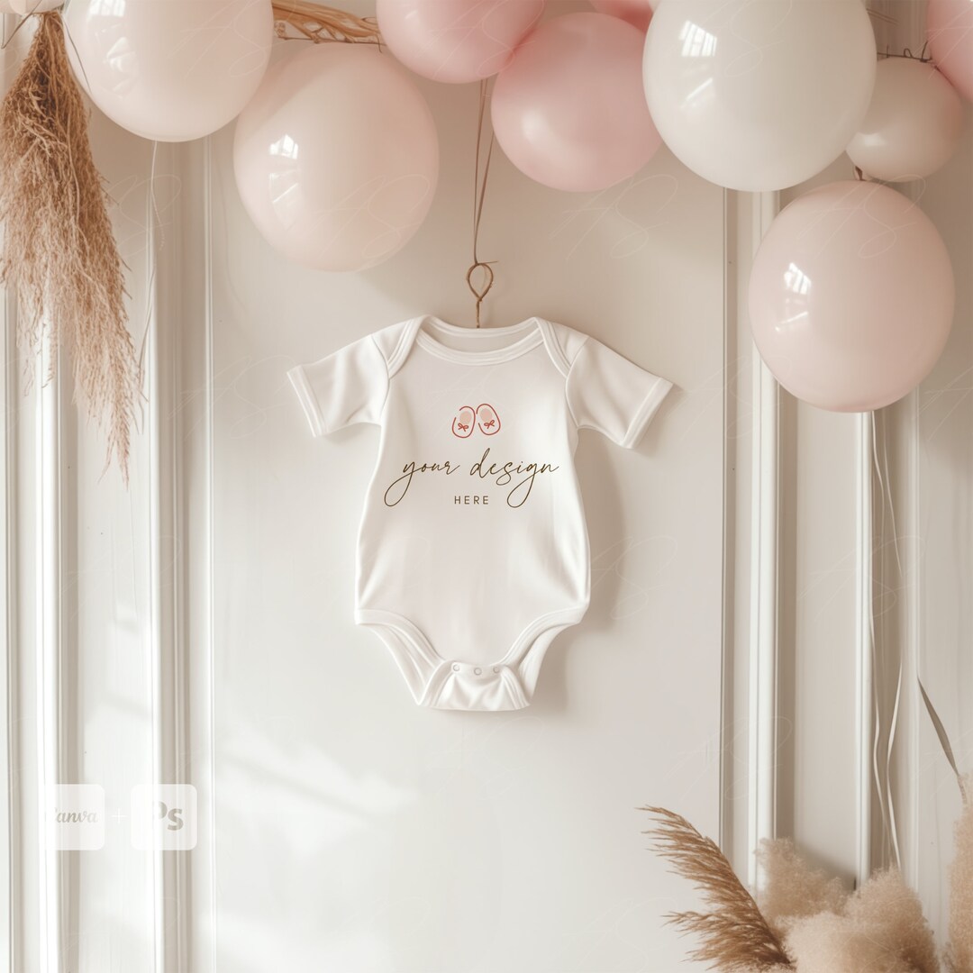 White Rabbit Skins Mockup, Boho Baby Bodysuit Mockup, Baby Clothes PSD ...