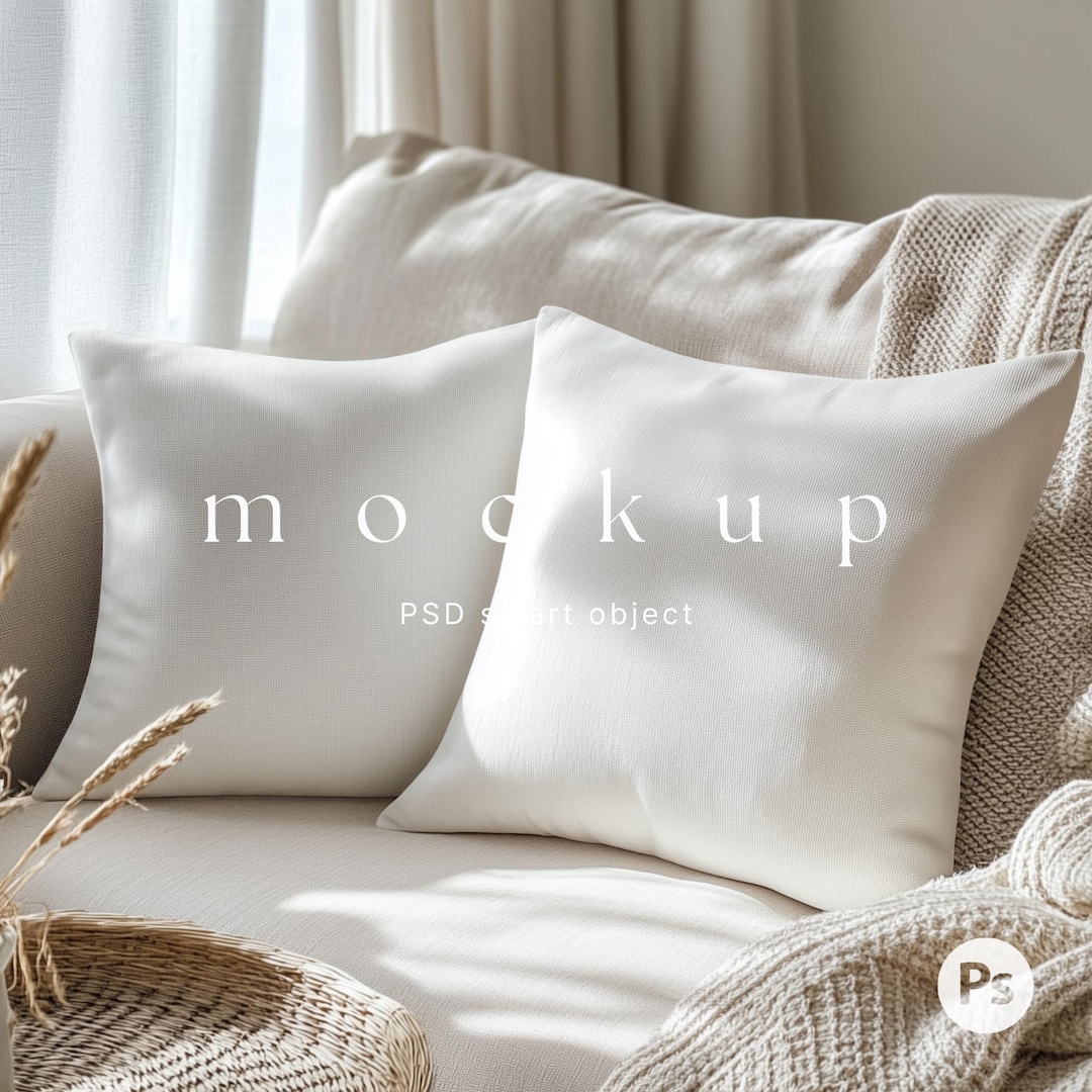 Minimalist Pillow Mockup, Pillow Cover Mockup, Two Pillows Mockup ...