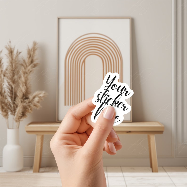 Hand Holding Sticker Mockup, Vinyl Sticker Canva Mockup, Decal Mockup ...