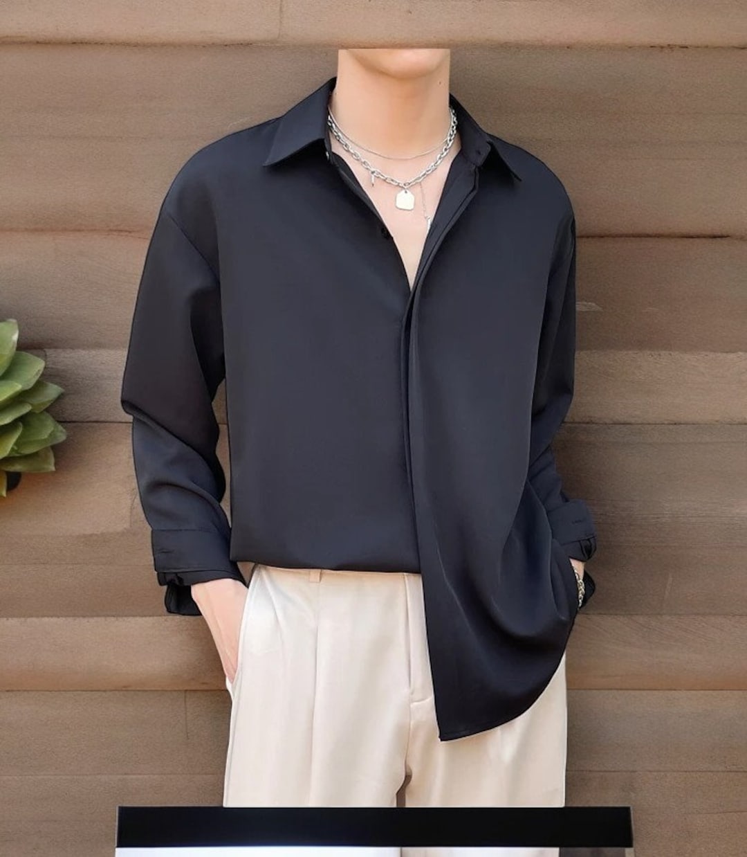 Minimalist Design Men's Shirt Stylish and Modern Men's Oversized Black ...