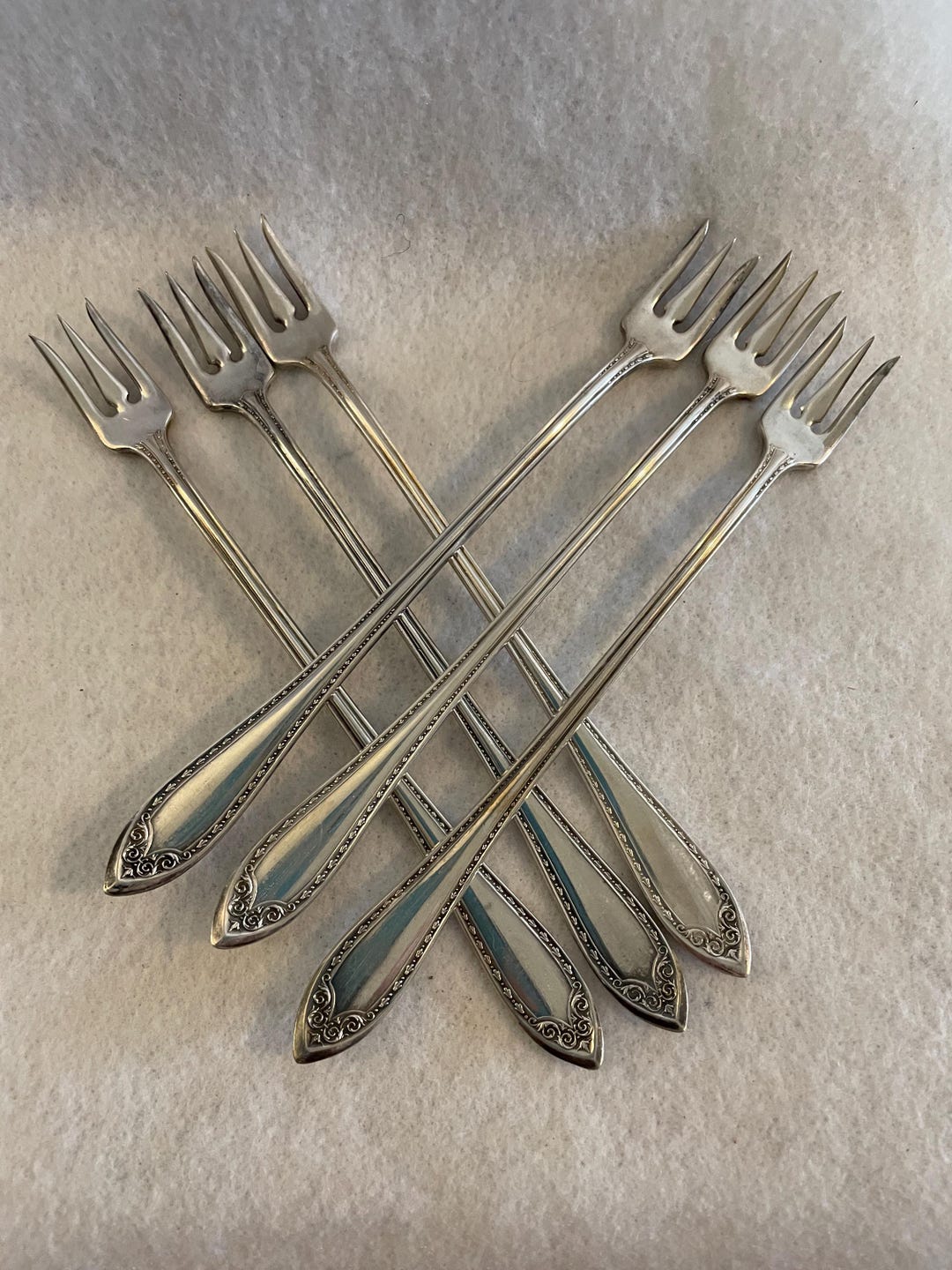 Set of Six Sheraton 1940’s Silverplate Cocktail Forks - Etsy
