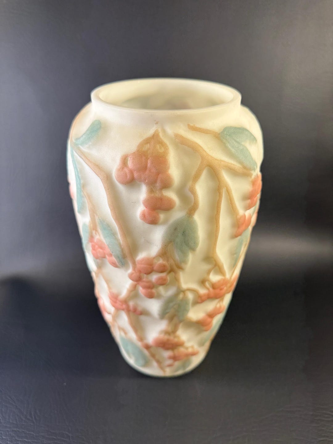 Phoenix Bittersweet Raised Relief Glass Vase Circa 1930's - Etsy