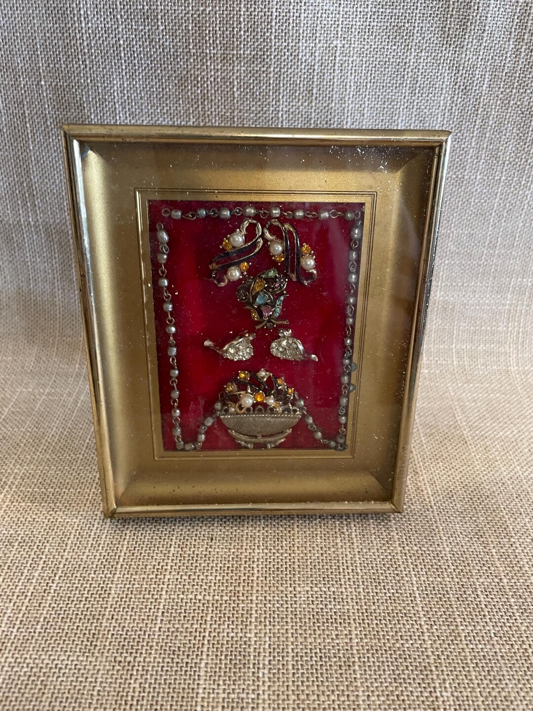 Jewelry Art Framed in Gold - Shallow Shadow Box - Etsy