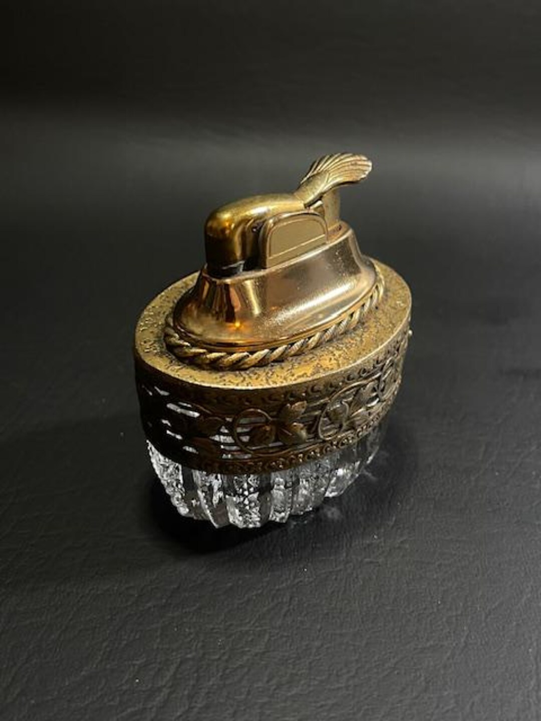 Crystal and Bronze Lighter Mid-century Decor Tabletop Lighter From the ...