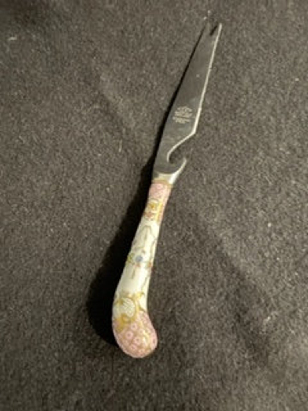 Floraine Sheffield Pink Porcelain Handled Cheese Fork - Unique Bladed ...