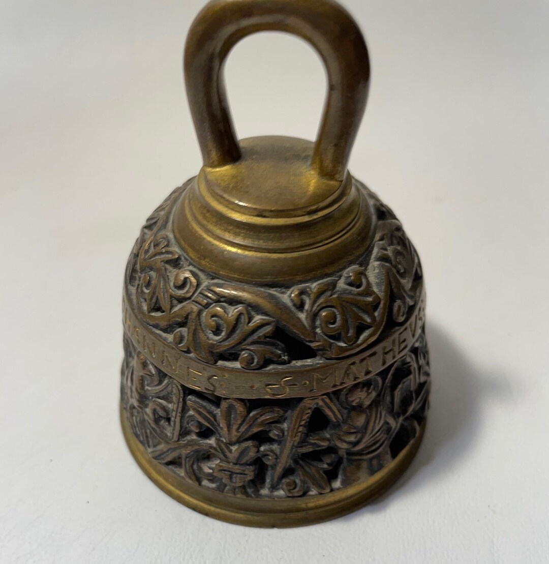 Priest's Brass Carved Bell - Brass Bell With Scriptures Carved on Sides ...