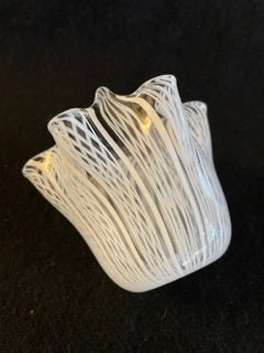 Venini Vintage White Latticinio Art Glass Small Vase White Blown Murano ...