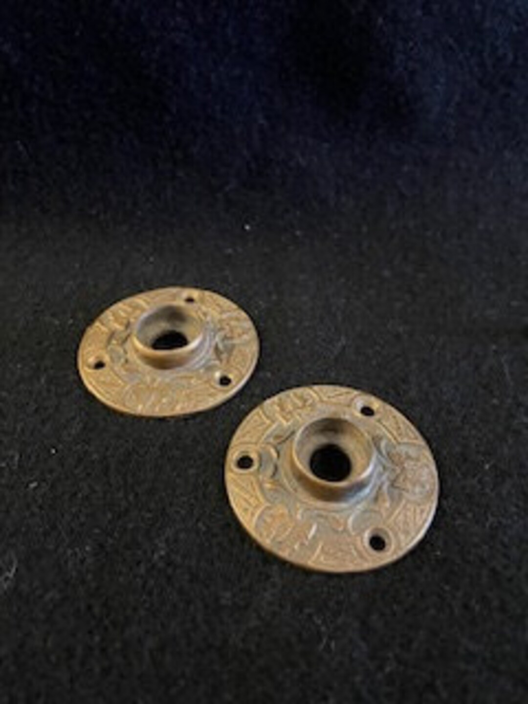 Pair of Brass Round Door Plates - Vintage Door Plates - Greek Revival ...