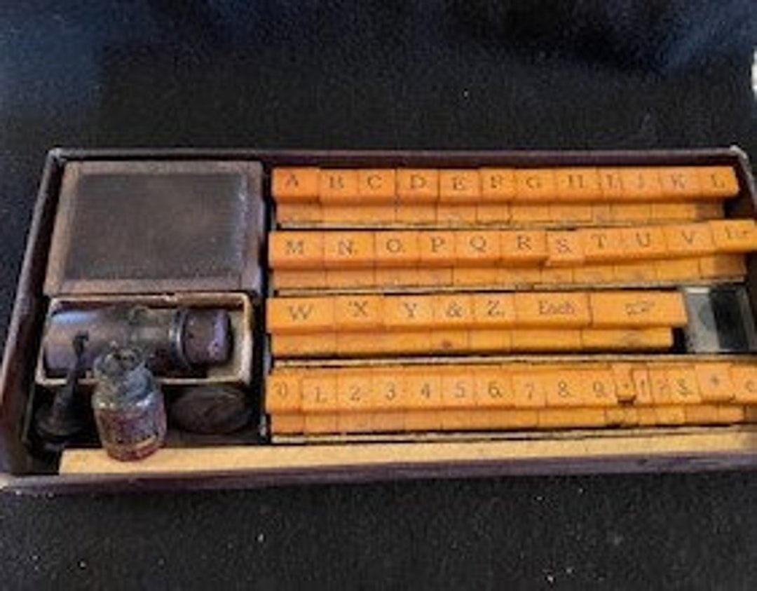 Vintage Letter Stamp Kit in Original Box - Includes Letters, Numbers ...