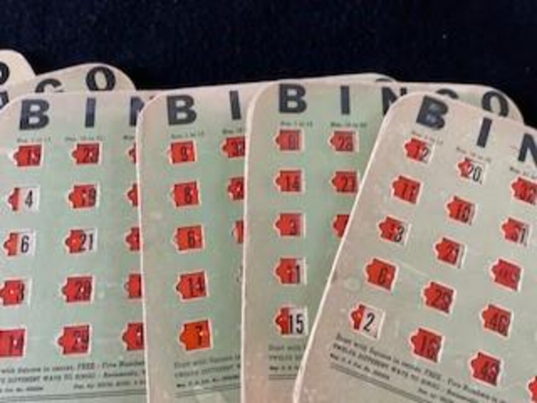 Set of 6 Bingo Cards With Window - Vintage Bingo Cards Various Series ...
