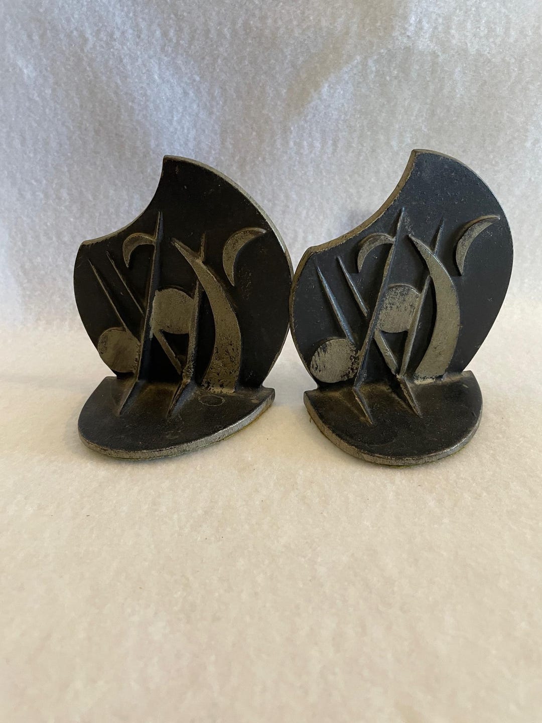 Art Deco Cast Bookends - Library Addition Bookends - Musical Note and ...