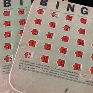 Set of 6 Bingo Cards With Window - Vintage Bingo Cards Various Series ...
