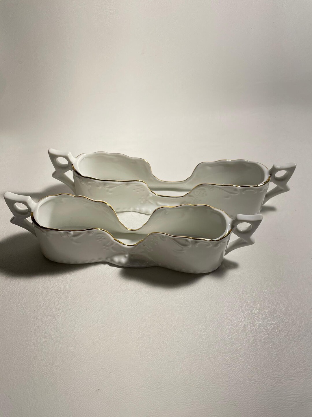 Set of Two Silverware Buffet Servers - Porcelain With Gold Trim ...