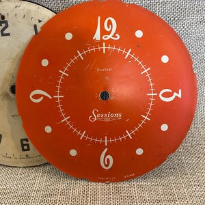 Two Metal Clock Faces - Red and Cream Industrial Photo Props - Etsy