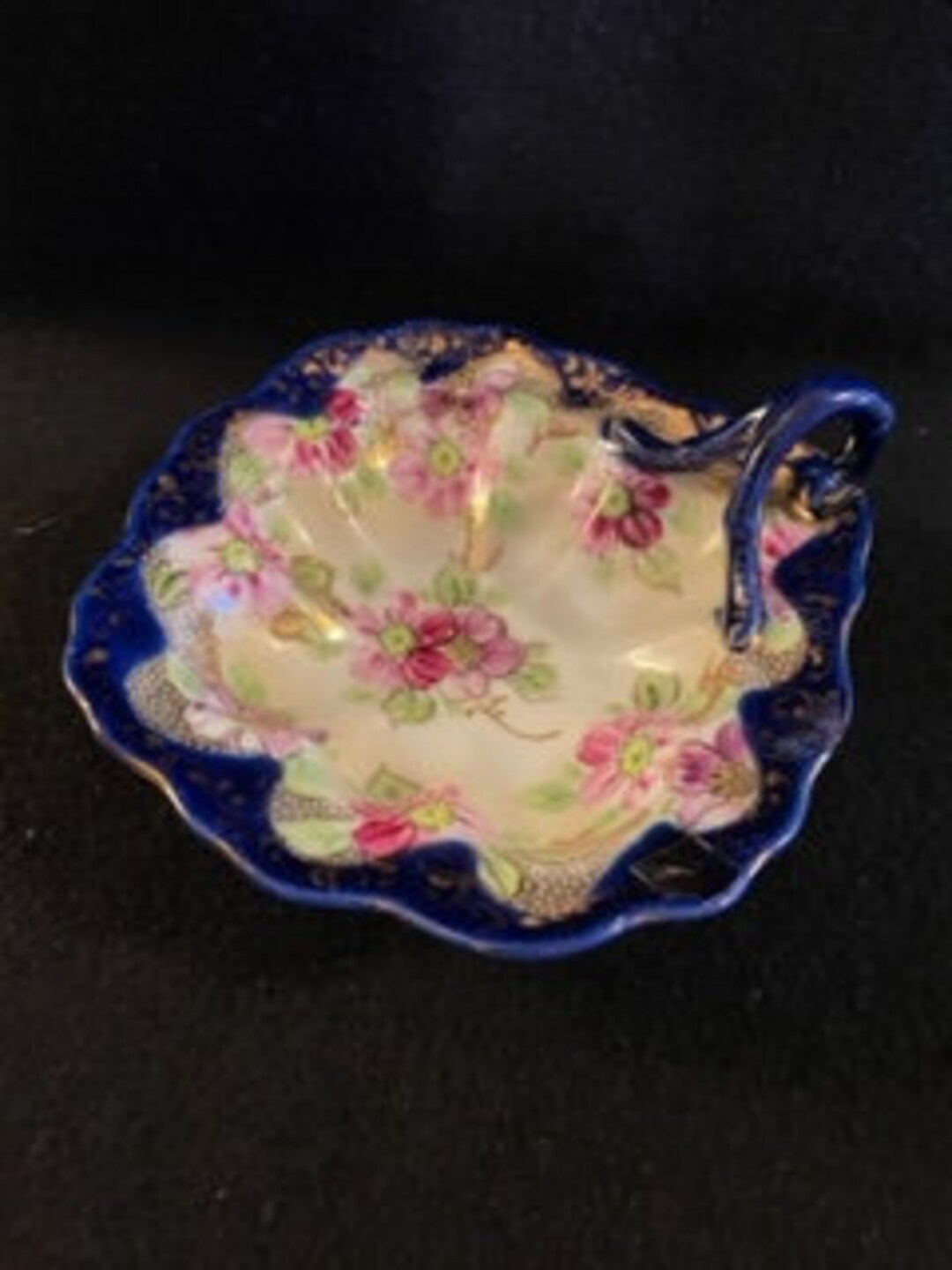 Hand Painted Floral Candy Dish With Handle - Victorian Style Candy Dish ...