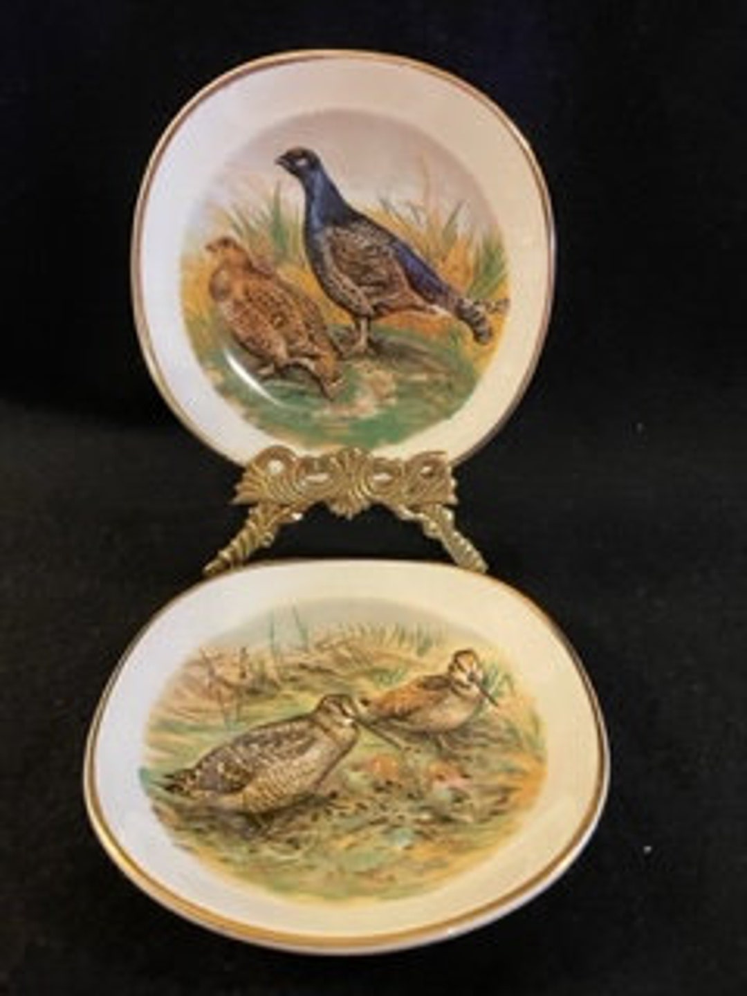 Falcon Ware Plates of Guail and Grouse - Transferware Birds - Small ...