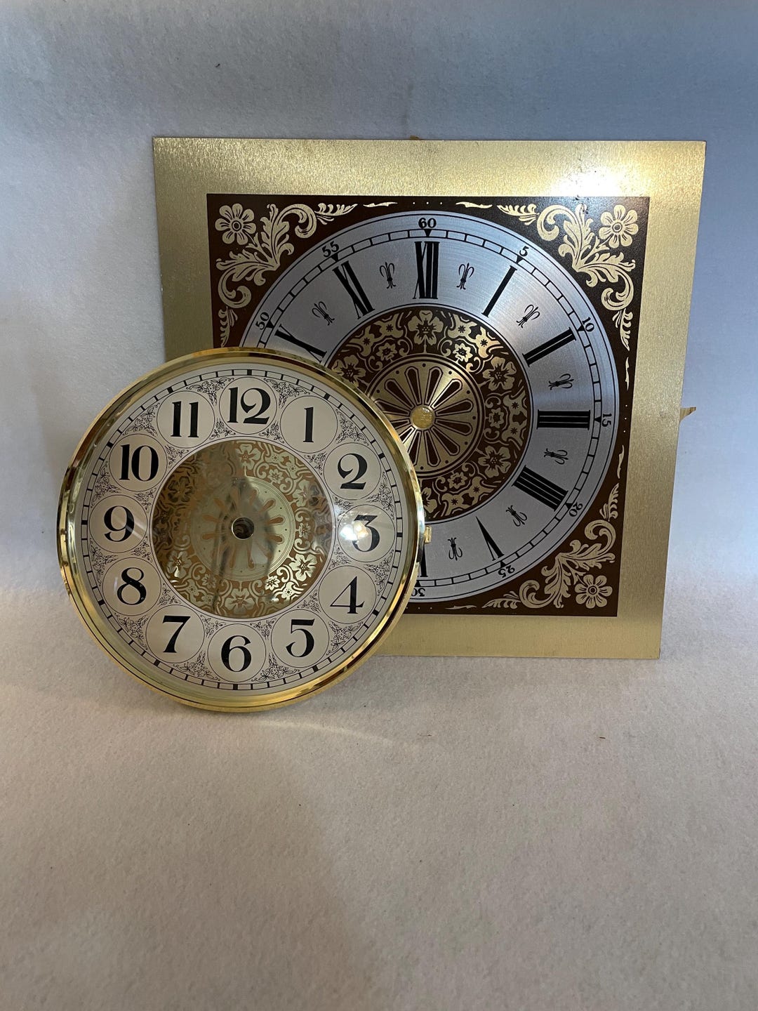 Two Metal Clock Faces - Round German Clock Face With Glass and Hinges ...