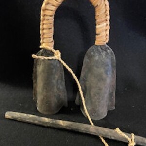 Cameroon African Musical Instrument - Vintage Cameroon Double Bell With ...