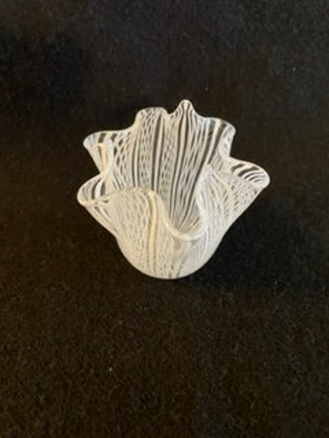 Venini Vintage White Latticinio Art Glass Small Vase - White Blown ...