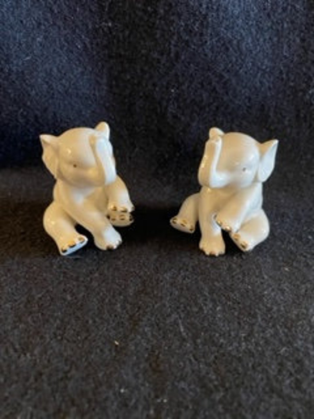 Pair of Lenox Elephants With Gold Detailing - Sweet Set of Elephant ...