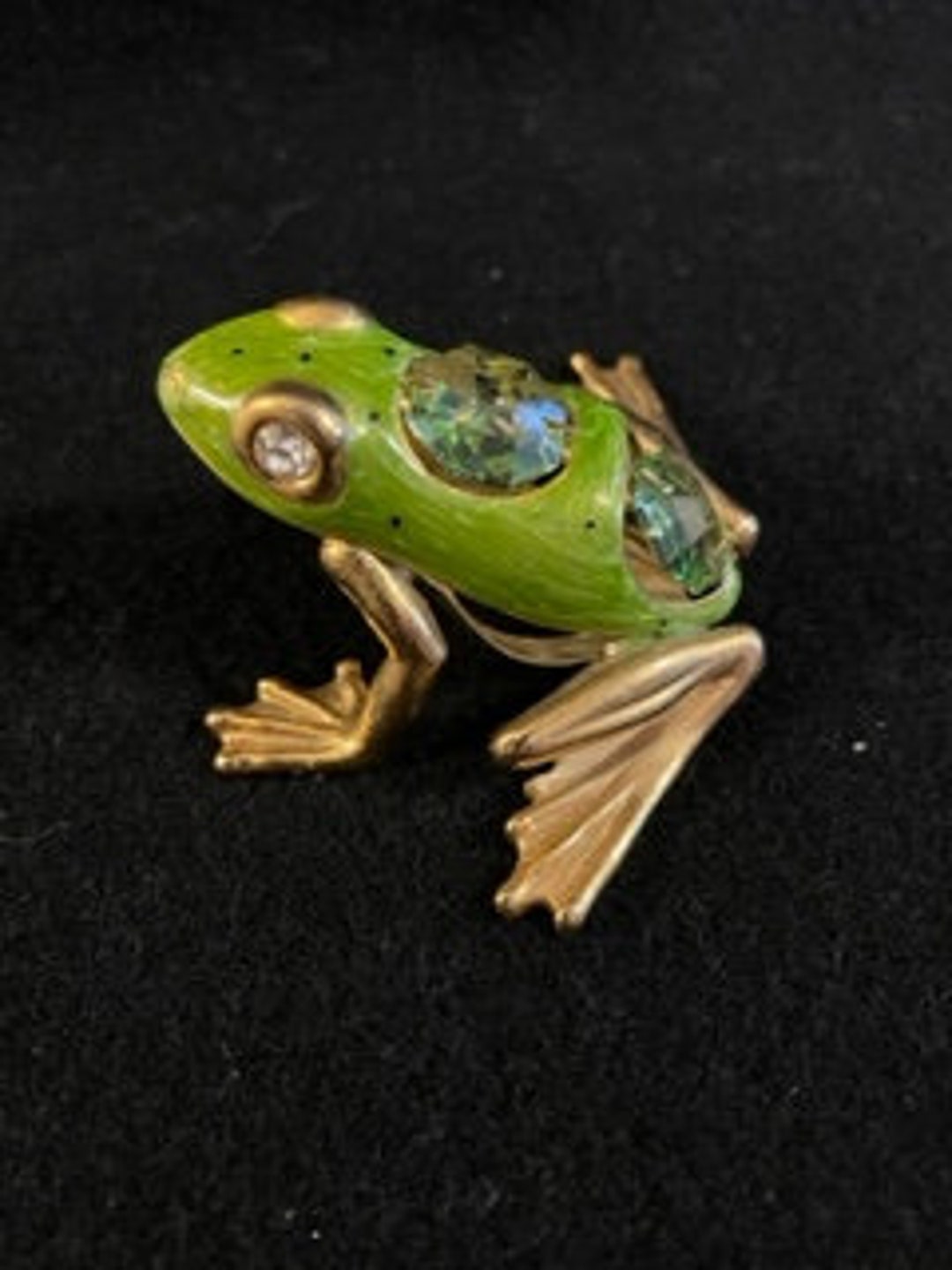 Jeweled Green Frog Paperweight Gold and Green Bejeweled Frog Accessory ...