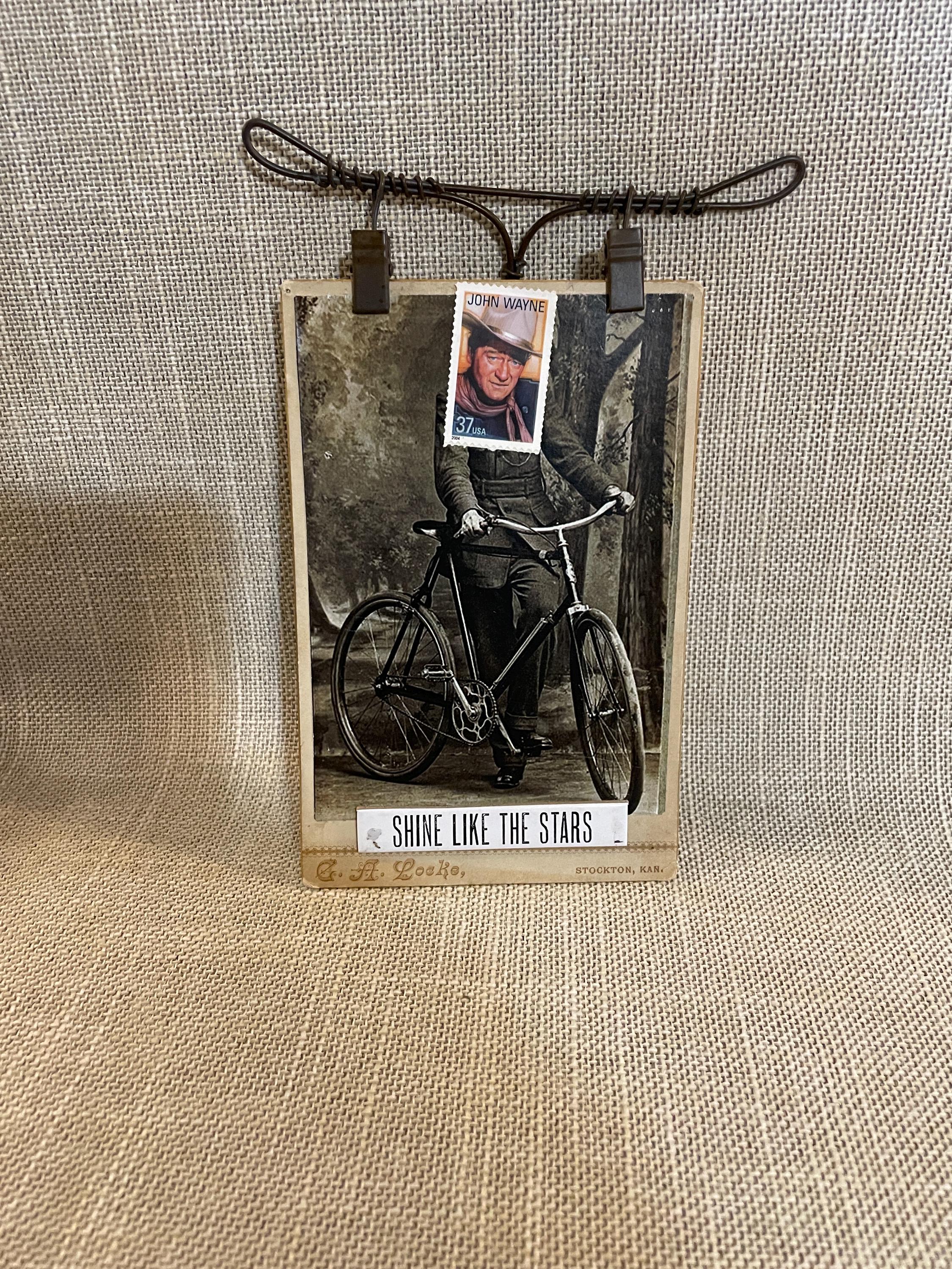John Wayne Mixed Media Cabinet Card Pastage Stamp Assemblage Arr - Etsy