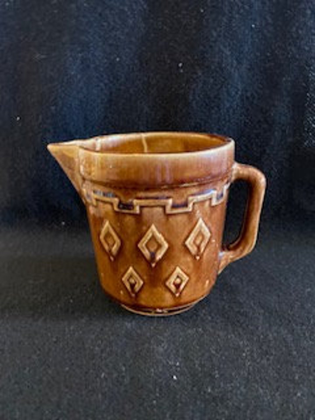 Brown Monmouth Pitcher With Diamond Design Brown Milk Jug 1940's Brown ...