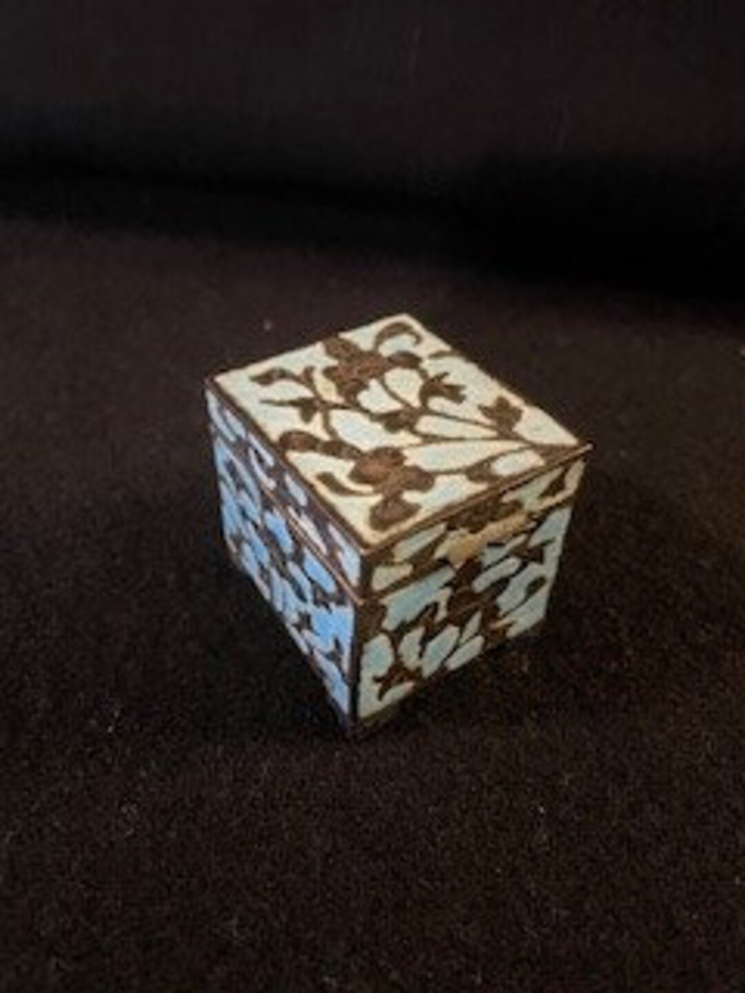 Oriental Cloisonne Sky Blue Box With Slanted Gold Interior - Cloisonne ...