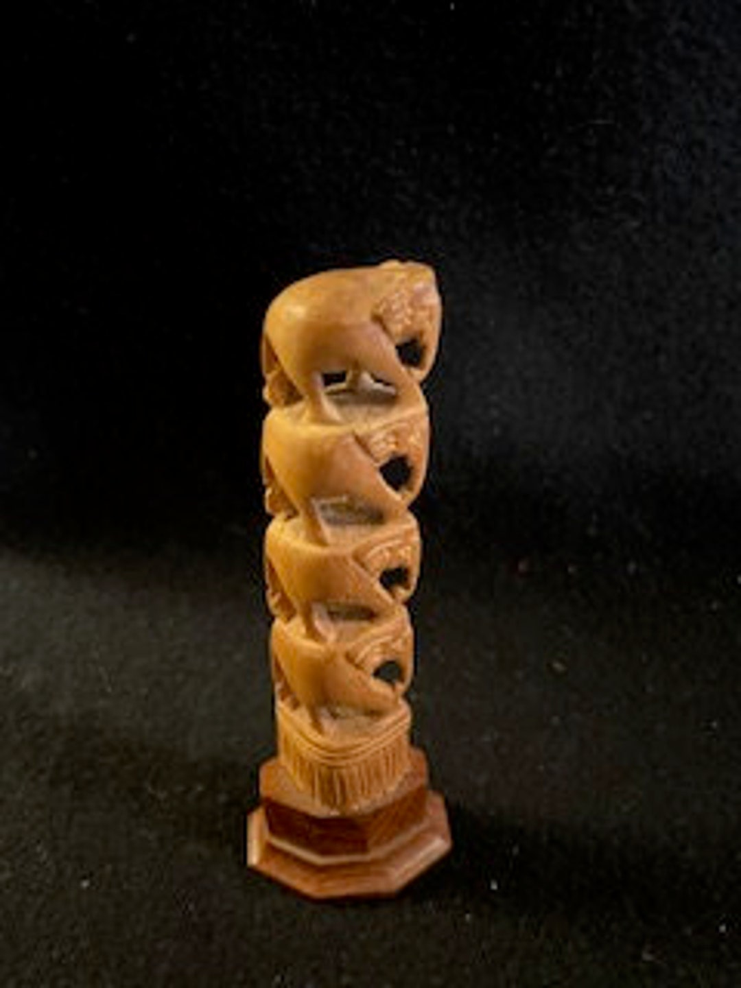 Carved Wood Stack of Elephants - Tapering Size Elephants - Unique Five ...
