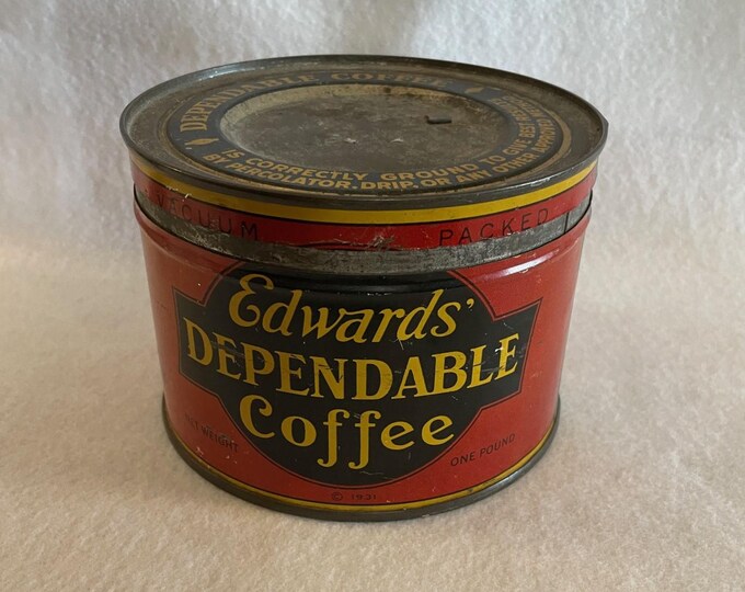 Edward's Coffee Tin Can - Dependable Edward's Coffee Can - Vintage ...