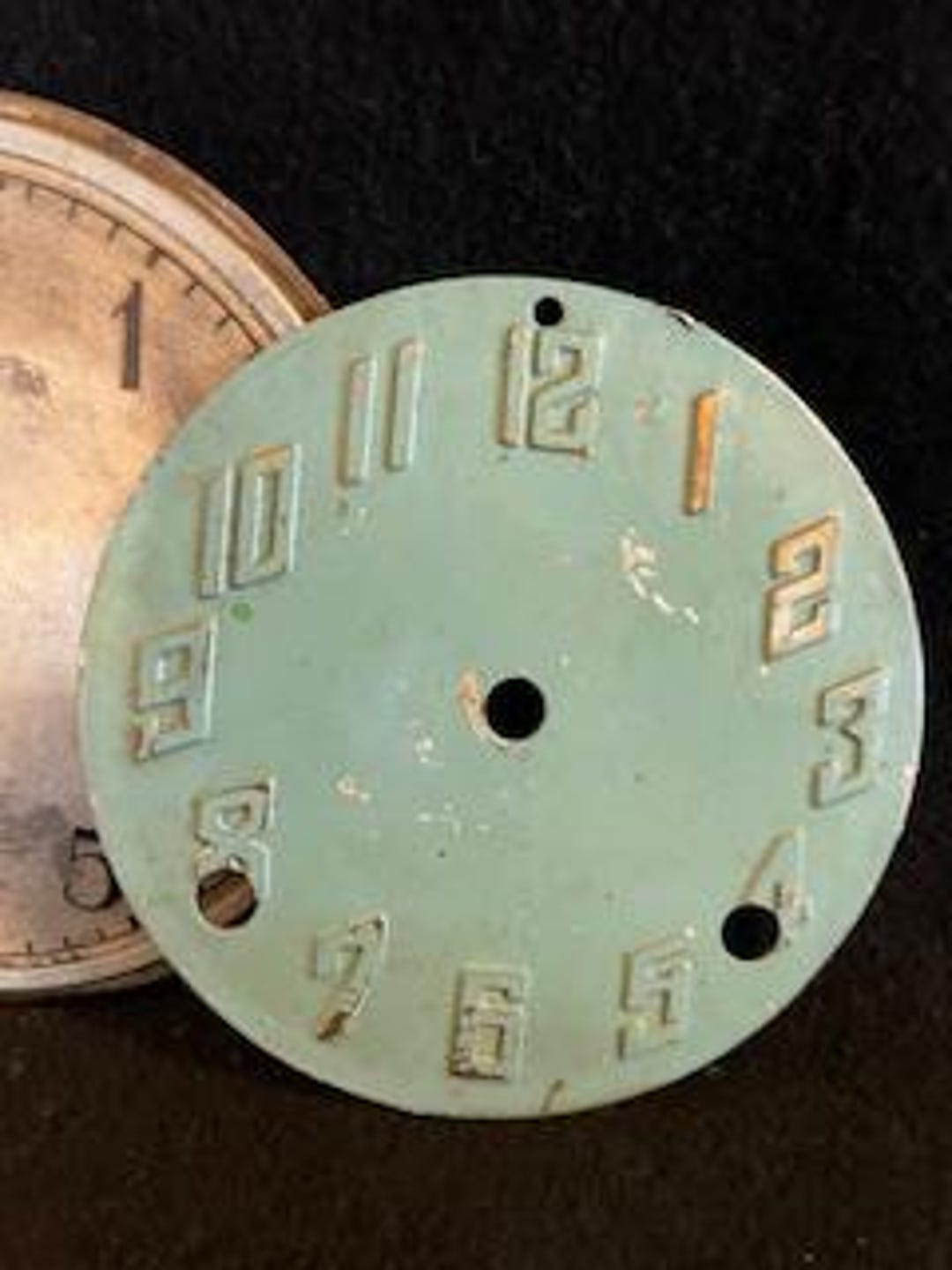 Two Metal Clock Faces - Aqua and Cream Industrial Looking Clock Face ...