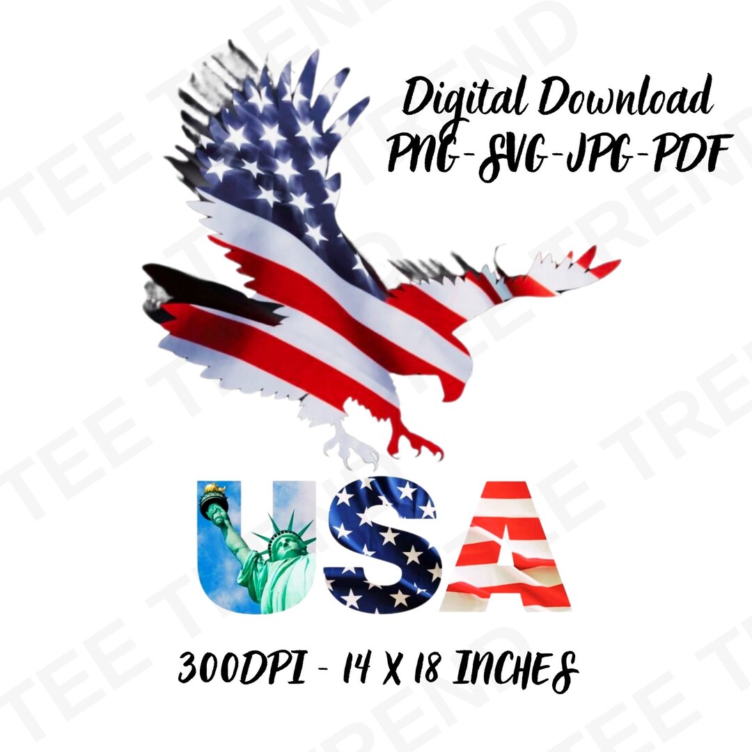 USA Patriotic Eagle Flag Transparent Clipart ,printable Sublimation ...