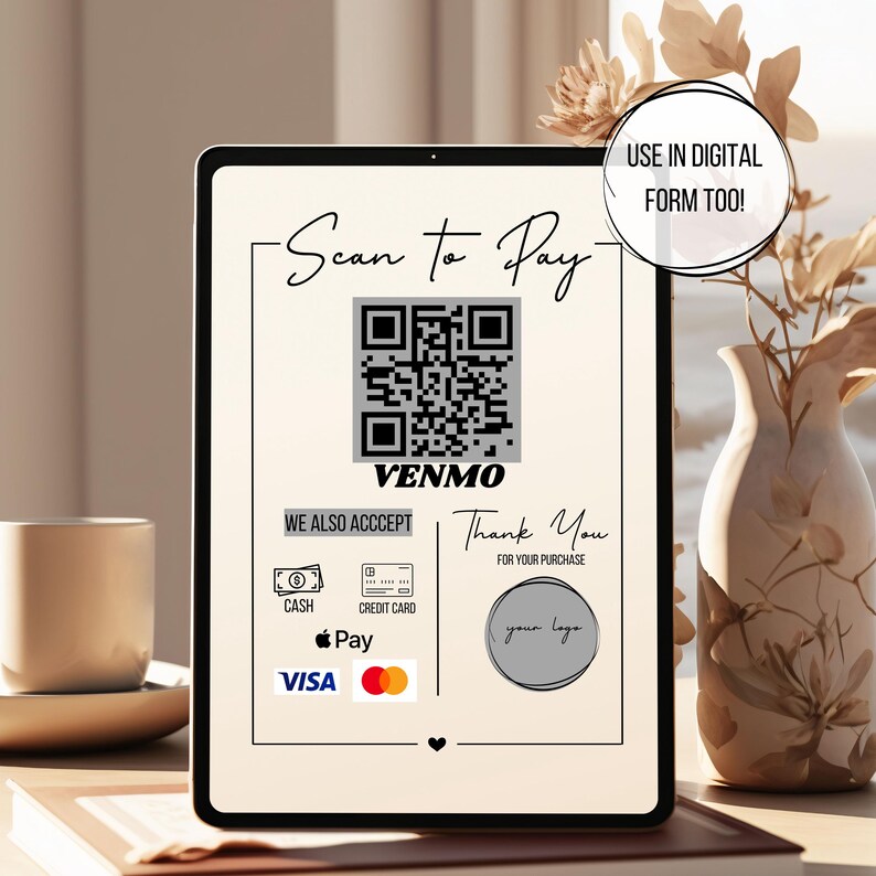 Custom Scan to Pay Sign Template, QR Code Sign, Small Business ...