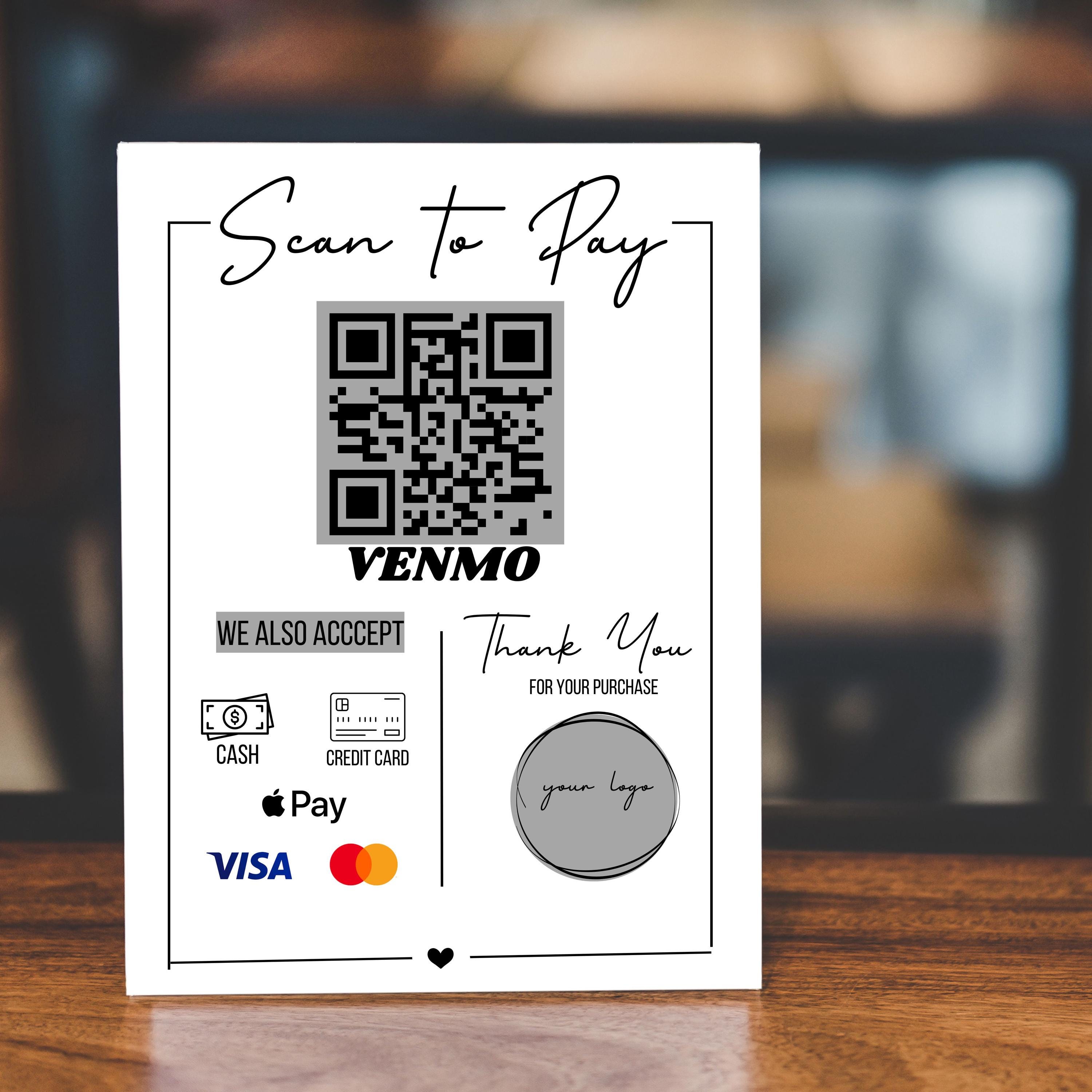 Custom Scan to Pay Sign Template, QR Code Sign, Small Business ...