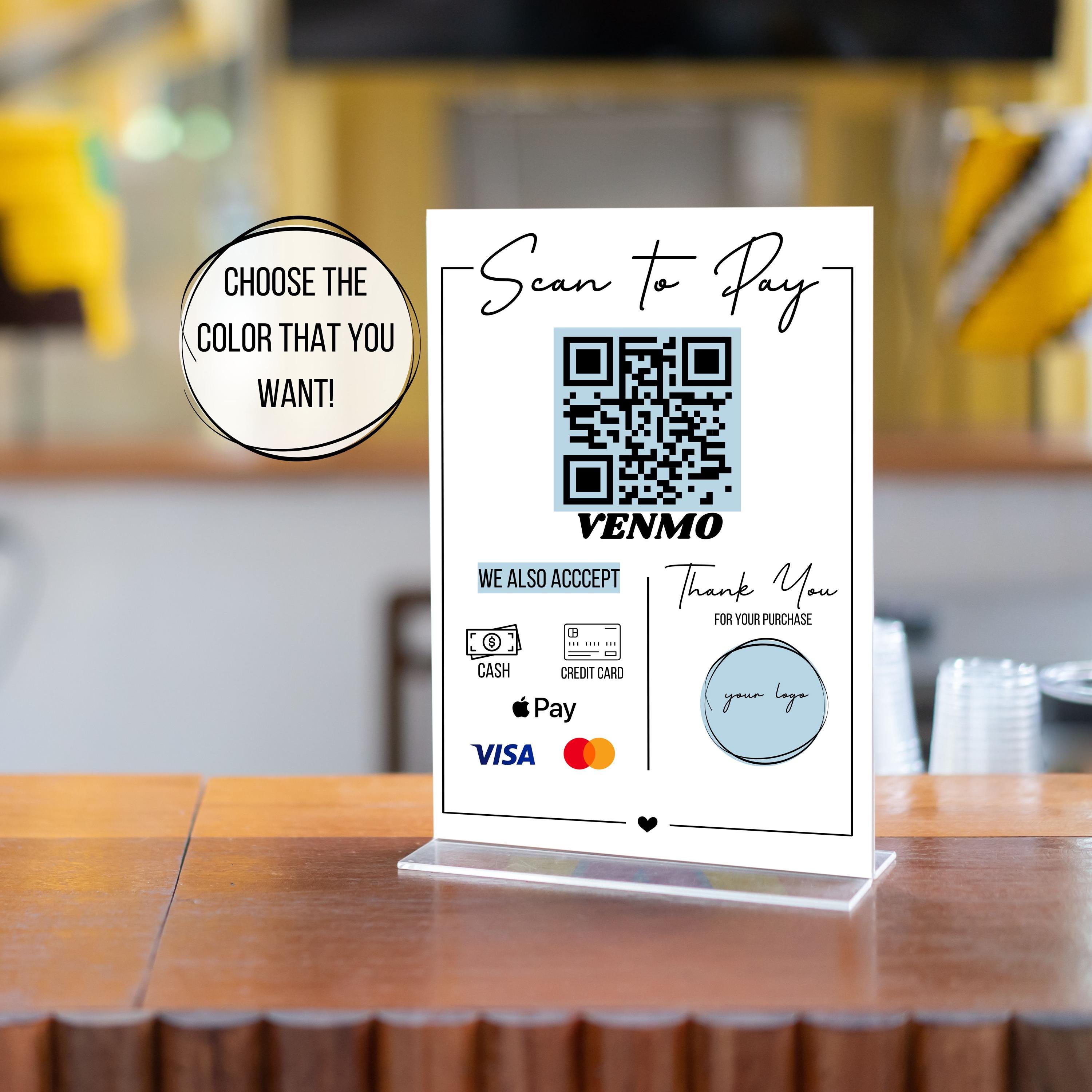 Custom Scan to Pay Sign Template, QR Code Sign, Small Business ...