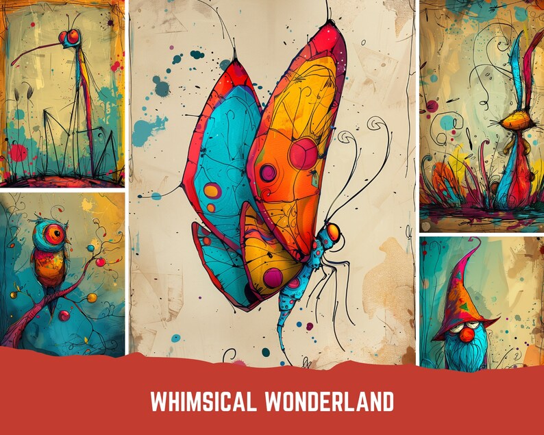 64 Whimsical Wonderland A4 Printables Crooked Houses Mushrooms Fairies ...