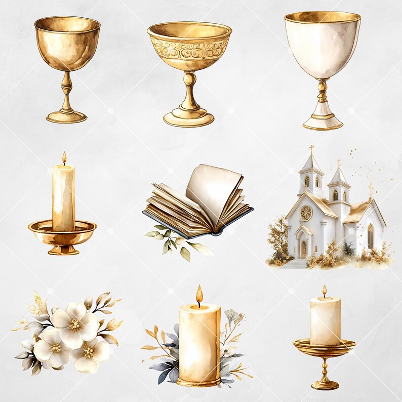 Holy Communion Clipart Set – First Communion Designs, PNG (digital ...