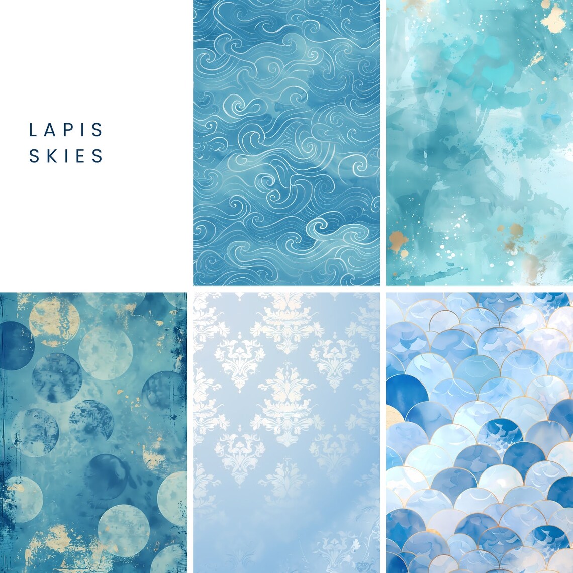 42 Lapis Sky Blue Digital Papers, Grunge Paper, Blue, Turquoise, Lapis ...