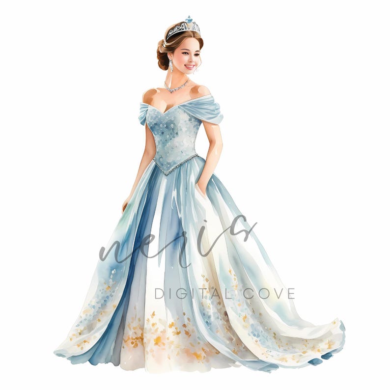 Majestic Watercolor Princess Clipart Set | 10 Regal Digital Pngs for ...
