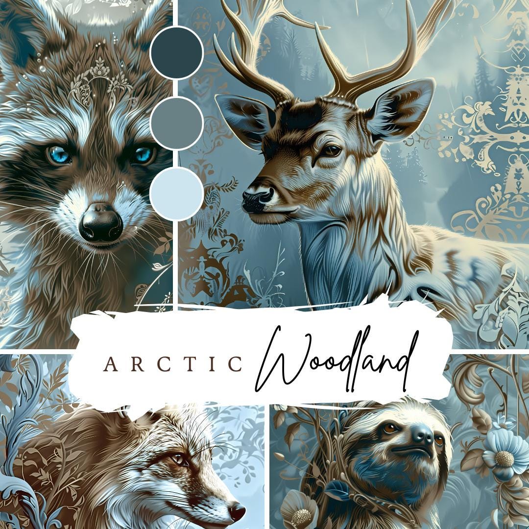 28 Arctic Woodland Animal Themed Junk Journal Pages | A4 Sizing ...