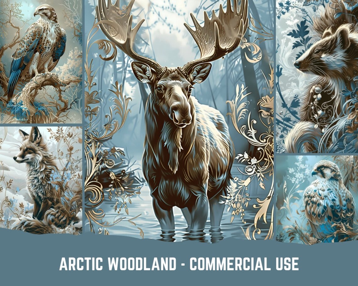28 Arctic Woodland Animal Themed Junk Journal Pages | A4 Sizing ...